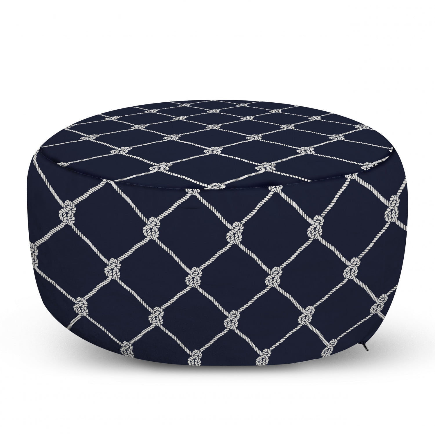 Navy Blue Pouf Cover with Zipper, Navy Sea Yacht Theme Cool Classic ...