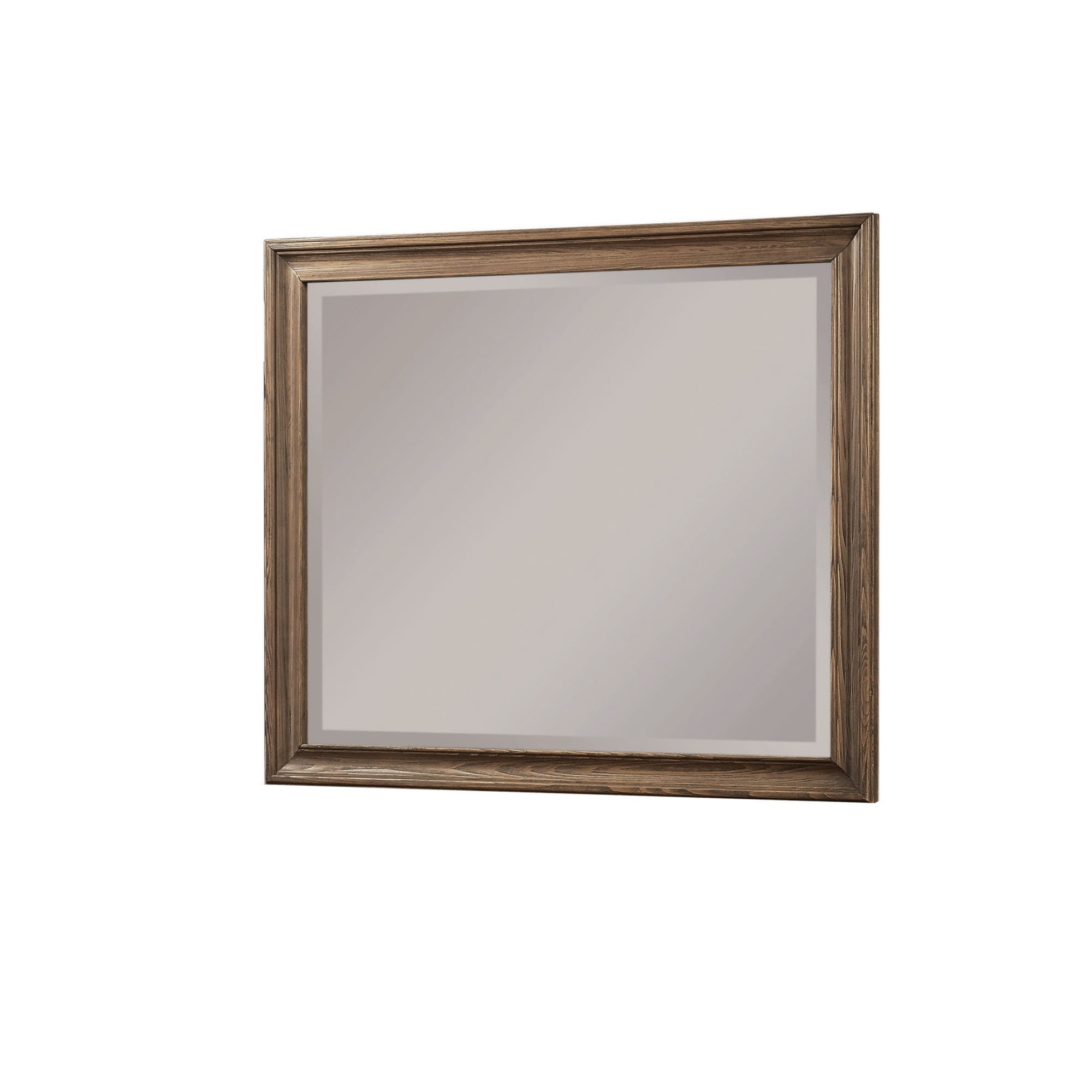 Rectangular Wooden Frame Beveled Mirror, Oak Brown and Silver - Walmart ...