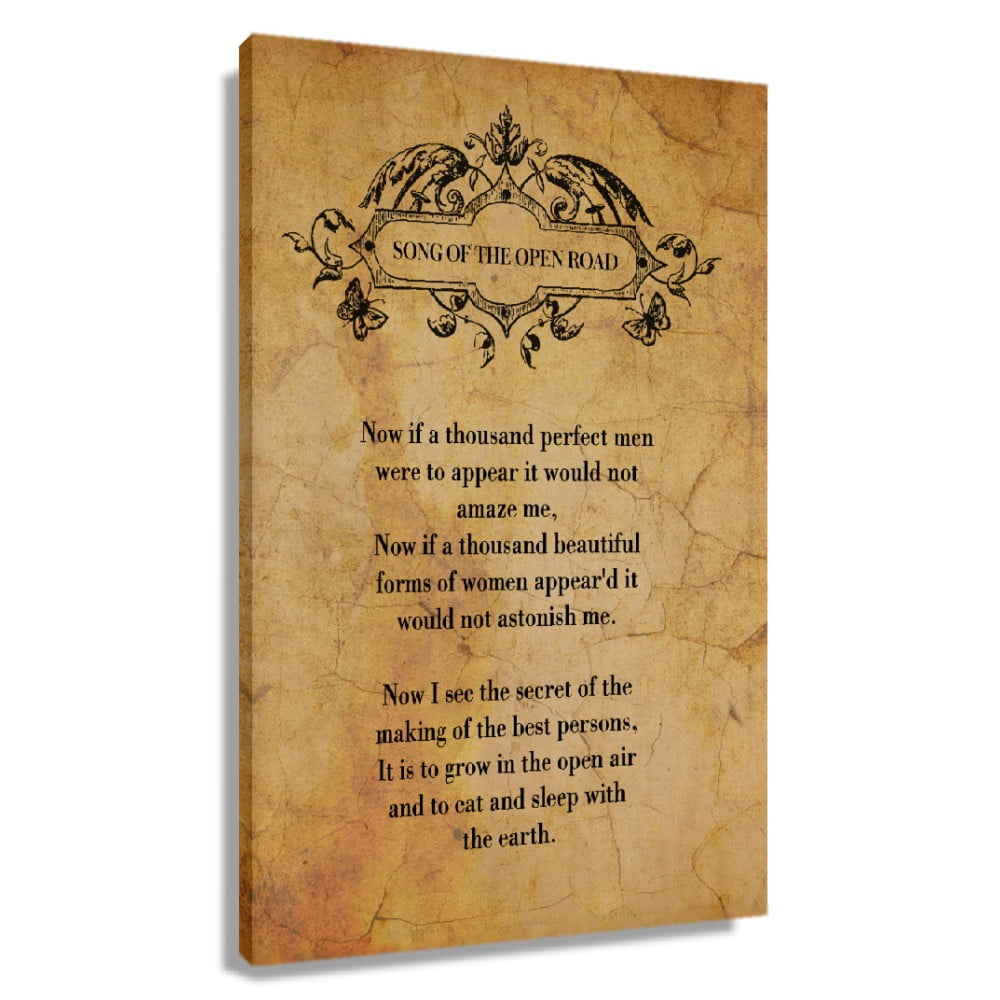 Song of The Open Road Poem Wall Art Walt Whitman Quotes Wall Art Poetry ...
