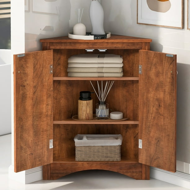 UWR-Nite Corner Cabinet with Adjustable Shelves and Two Doors, Triangle ...