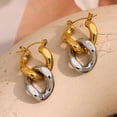 18K Gold Plated Two Tone Chain Earrings for Women Drop Dangle Gold and ...
