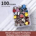 100Pcs Heart Shape Push Pins Metal Thumb Tacks Cork Notice Board Pins ...
