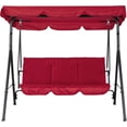Outdoor Swing Chair with Adjustable Canopy 3 Seat Metal Frame Porch ...