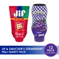 (12 Pack) PB&J Variety Pack, Jif Squeeze Creamy Peanut Butter (6 ct ...