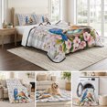 78x90in Quilt Bedding Set, Spring Bird Nests Pink Flowers Lightweight ...
