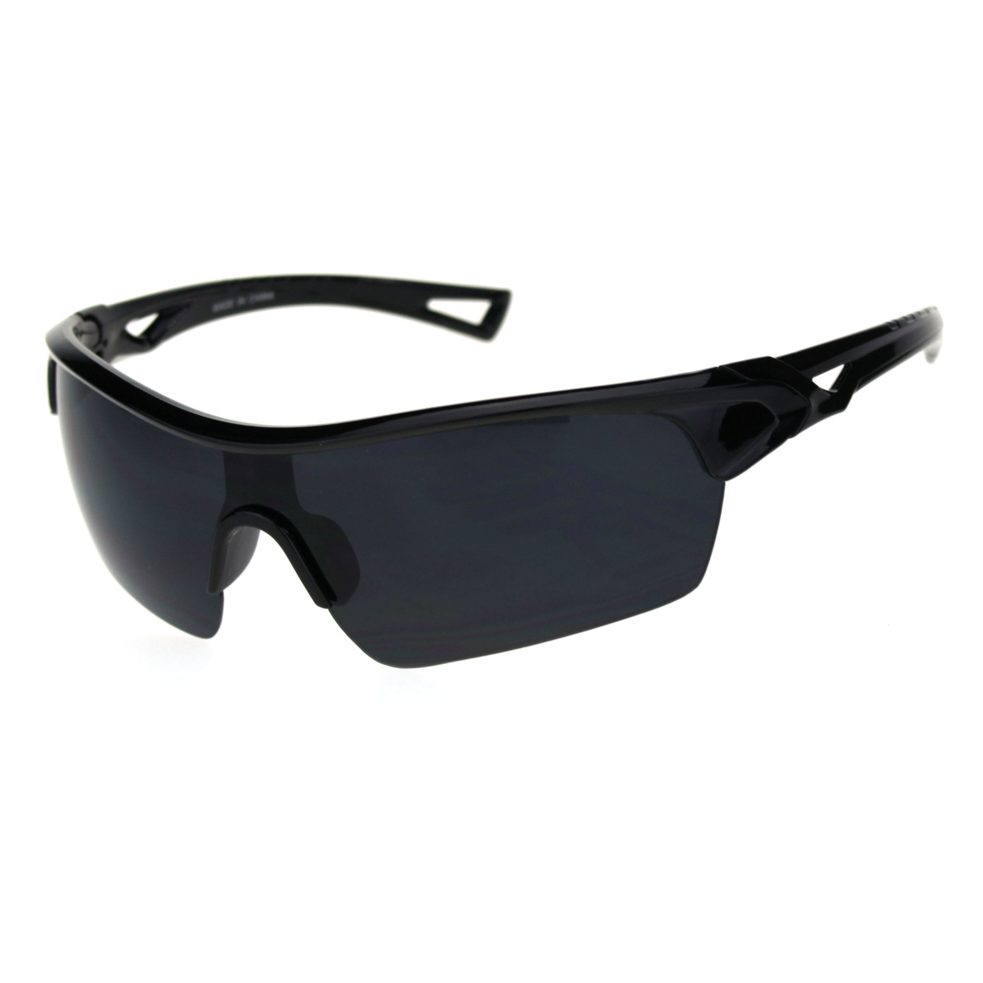 All Black Mens Sport Half Rim Plastic Sunglasses Matte Black - Walmart.com