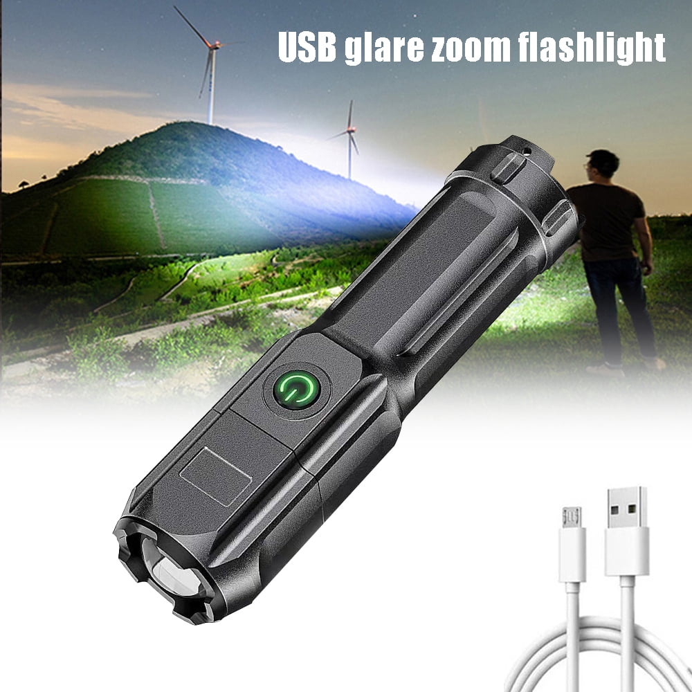 2 Pack Super Bright USB Led Flashlight Rechargeable Zoomable ...