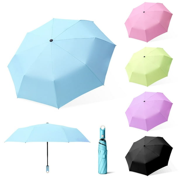 8K Solid Color Automatic Umbrella 3-Folding Windproof Sun Umbrella with 360° Rotating Hook ...