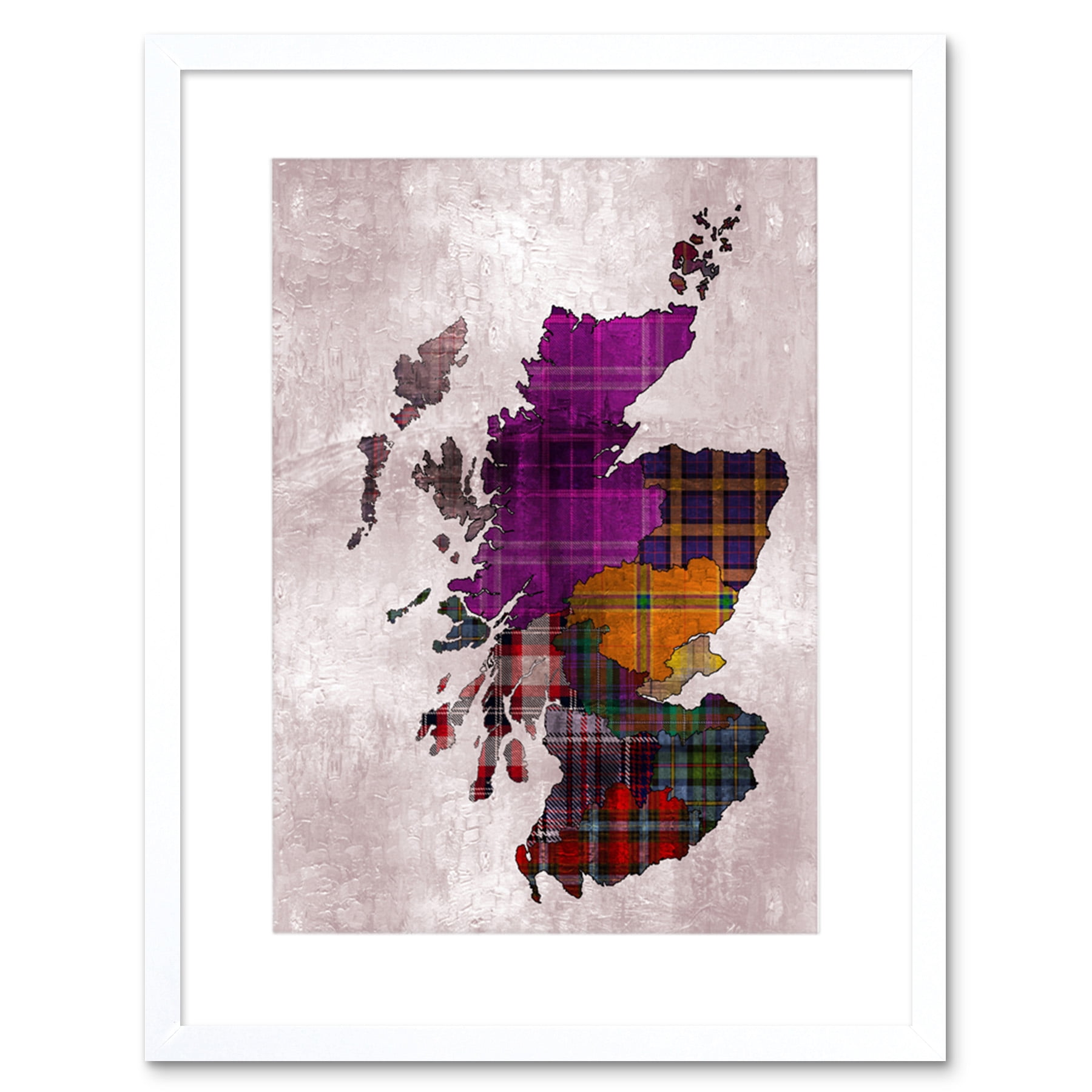 Scotland Map Scottish Clan Tartan Colour Inset Regions Modern ...