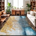 Area Rug 3x5ft Abstract Golden Forest Lake Washable Area Rugs for ...