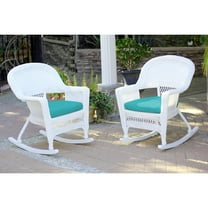 Jeco Outdoor Steel Rocking White Porch Resin Patio Wicker Chair - Set ...