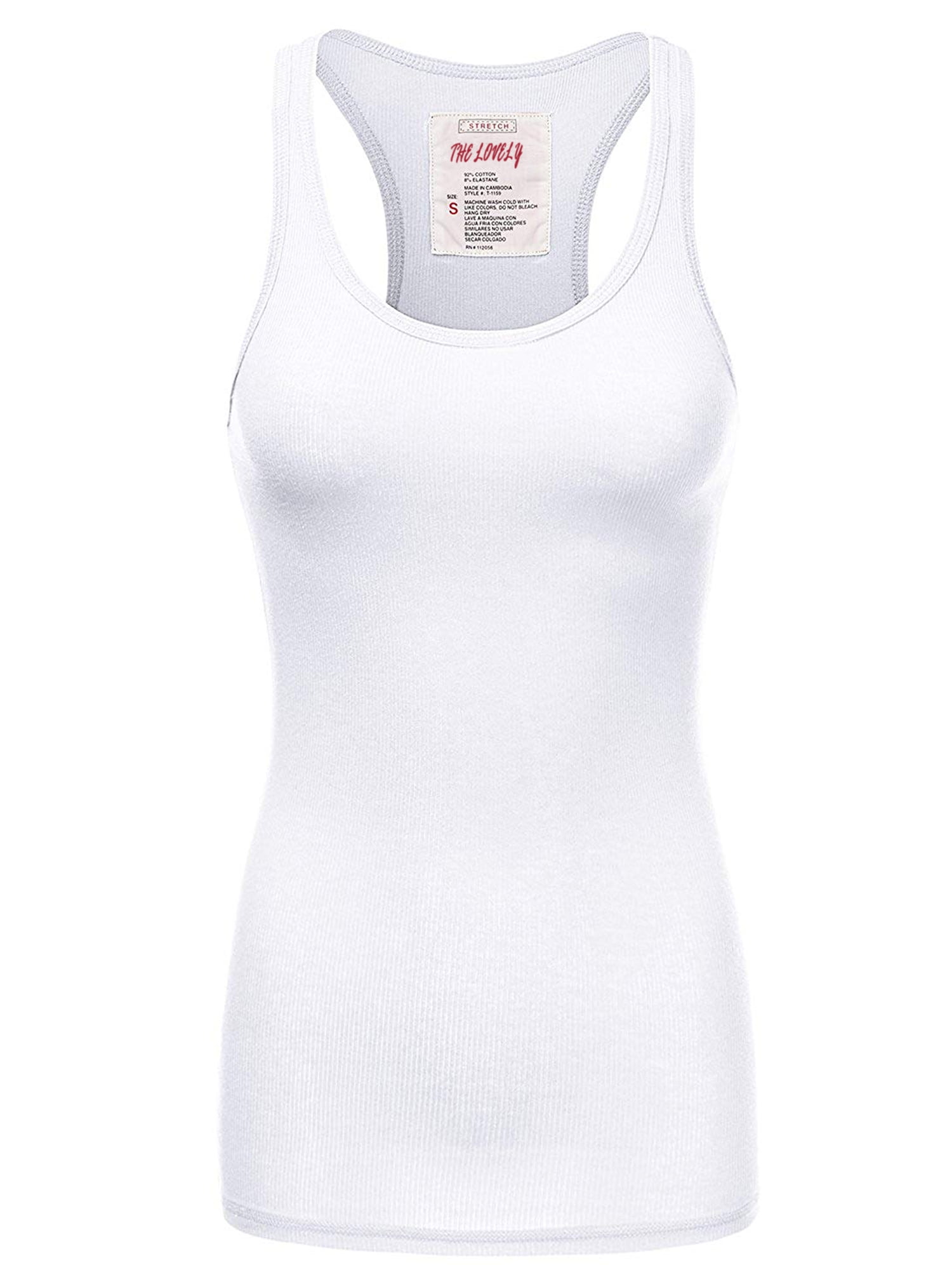 Women & Plus Solid Ribbed Knit Stretch Workout Racerback Tank Top ...