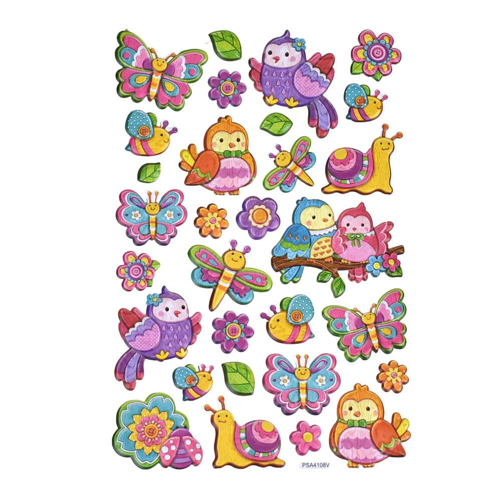 Flying Friends Birds & Butterflies 3D Puffy Stickers, 30-Piece ...