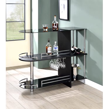 Coaster Company Contemporary Bar Table, Chrome/Black - Walmart.com