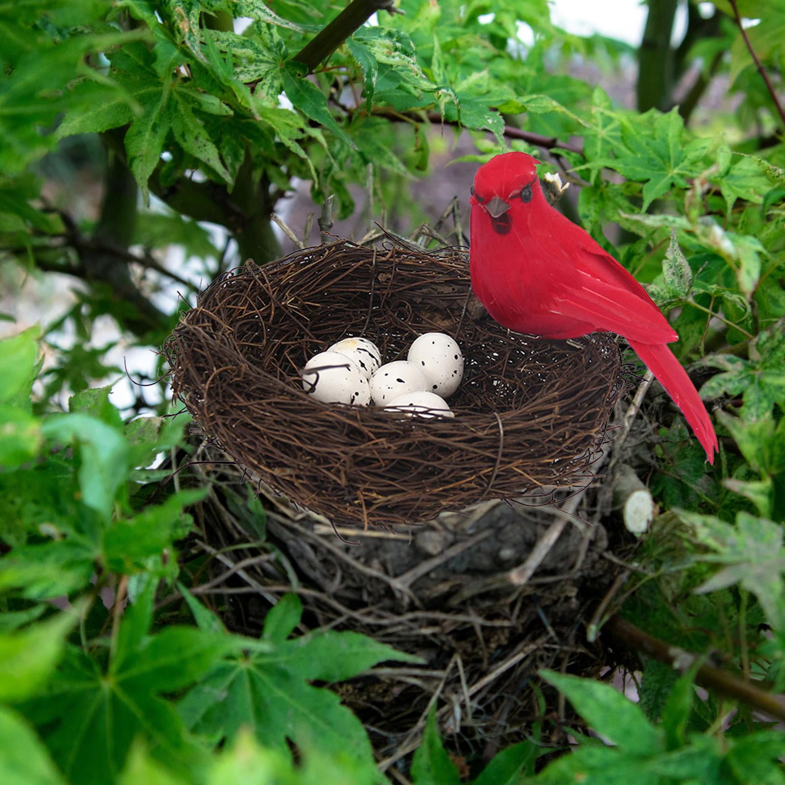 Artificial with Eggs Faux Bird Eggs House Ornament Garden Decoration ...