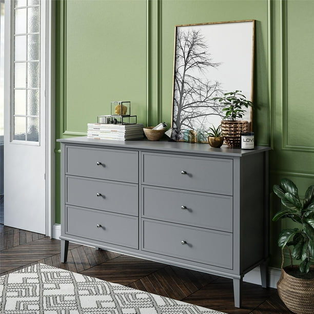 Desert Fields Eclectic Boho 6-Drawer Dresser, Gray - Walmart.com