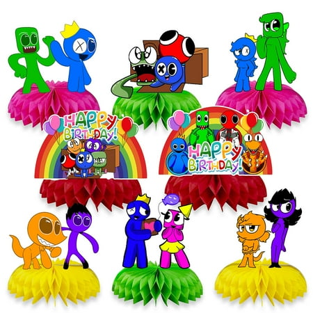 Rainbow Friends Birthday Party Supplies, 8pcs Rainbow Friends Theme ...