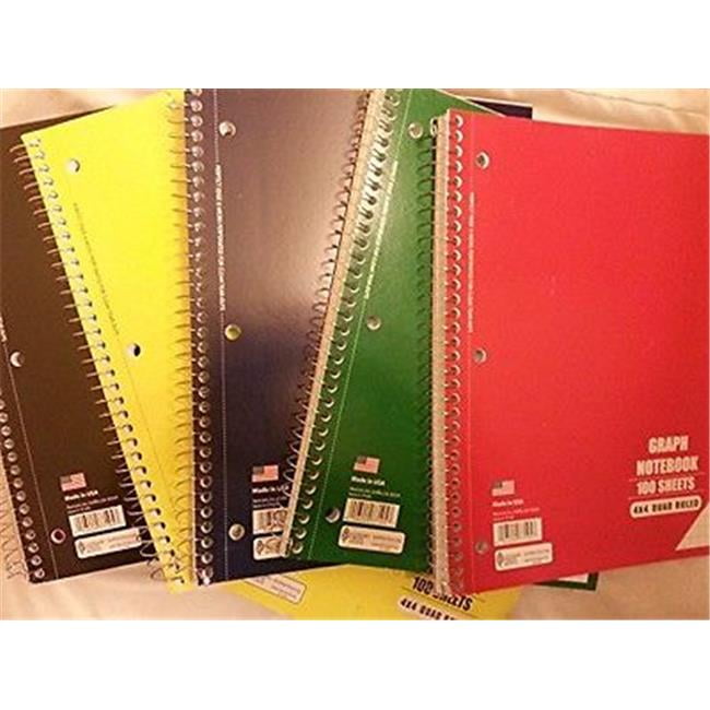 Norcom 77105-12 Quad Ruled Notebook, Assorted Colors - 10.5 x 8 in ...