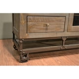 Pemberly Row Contemporary 62" Forged Iron Base Solid Wood Brown TV ...