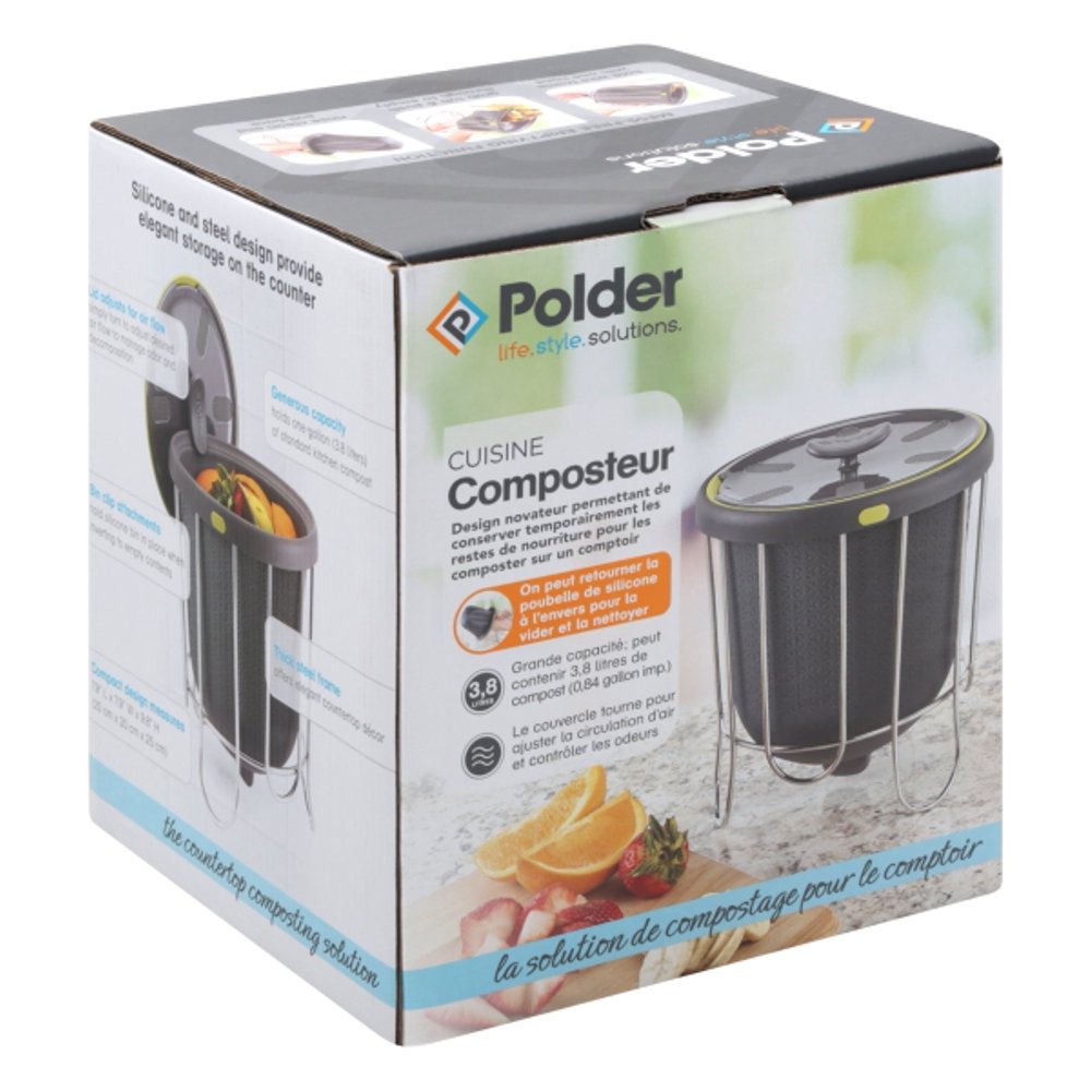 Polder Indoor Portable Lightweight Pop Out Kitchen Composter with Stand ...