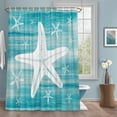 Aqua Nautical Starfish Shower Curtain for Bathroom, Coastal Modern ...