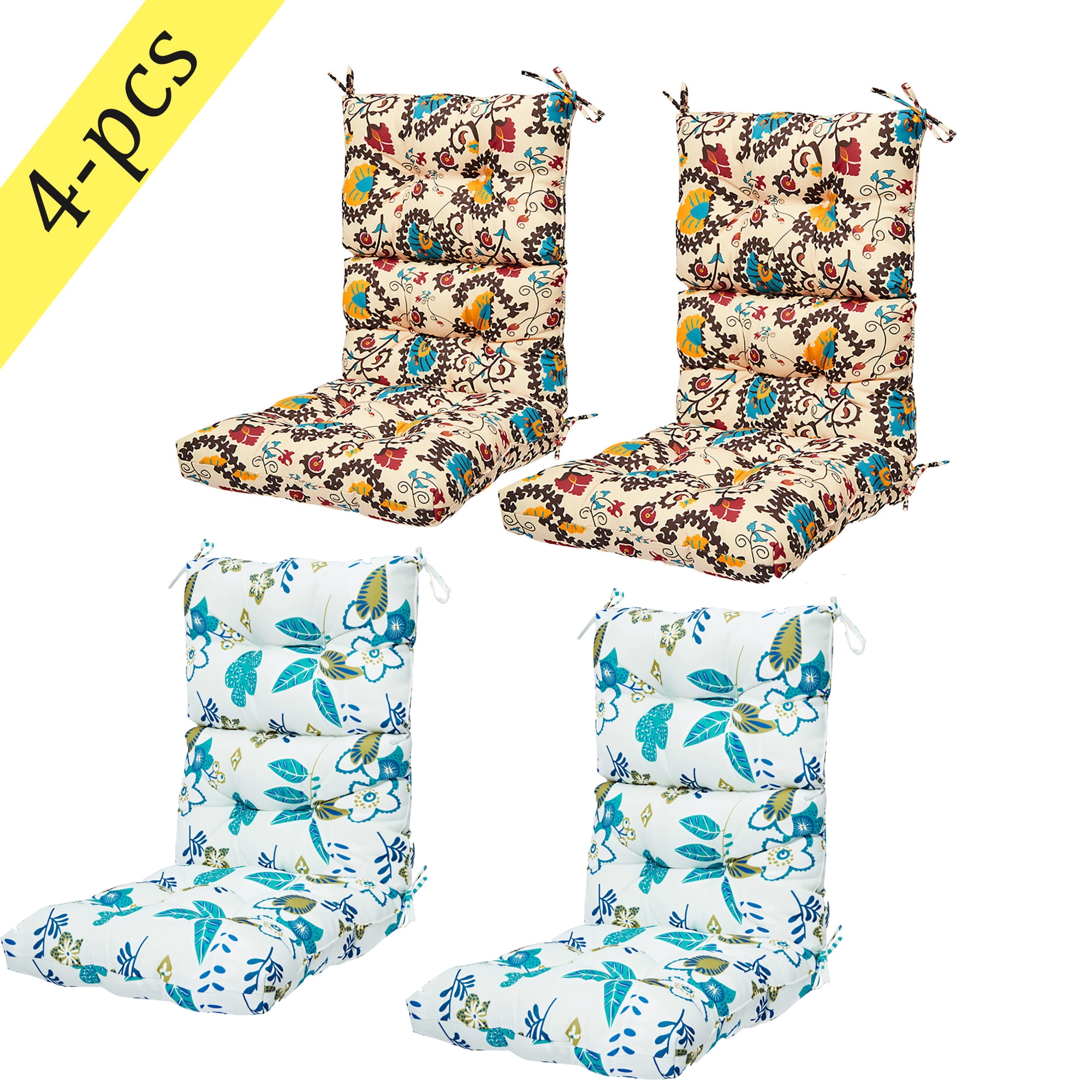 4 Pack 44"x21" Outdoor Chair Cushion High Back Chair Cushion Dining ...