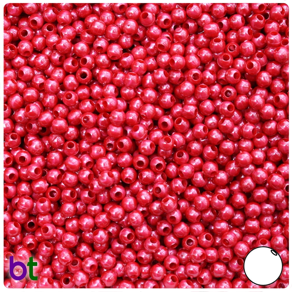 BeadTin Red Pearl 4mm Round Plastic Beads (1000pcs) - Walmart.com