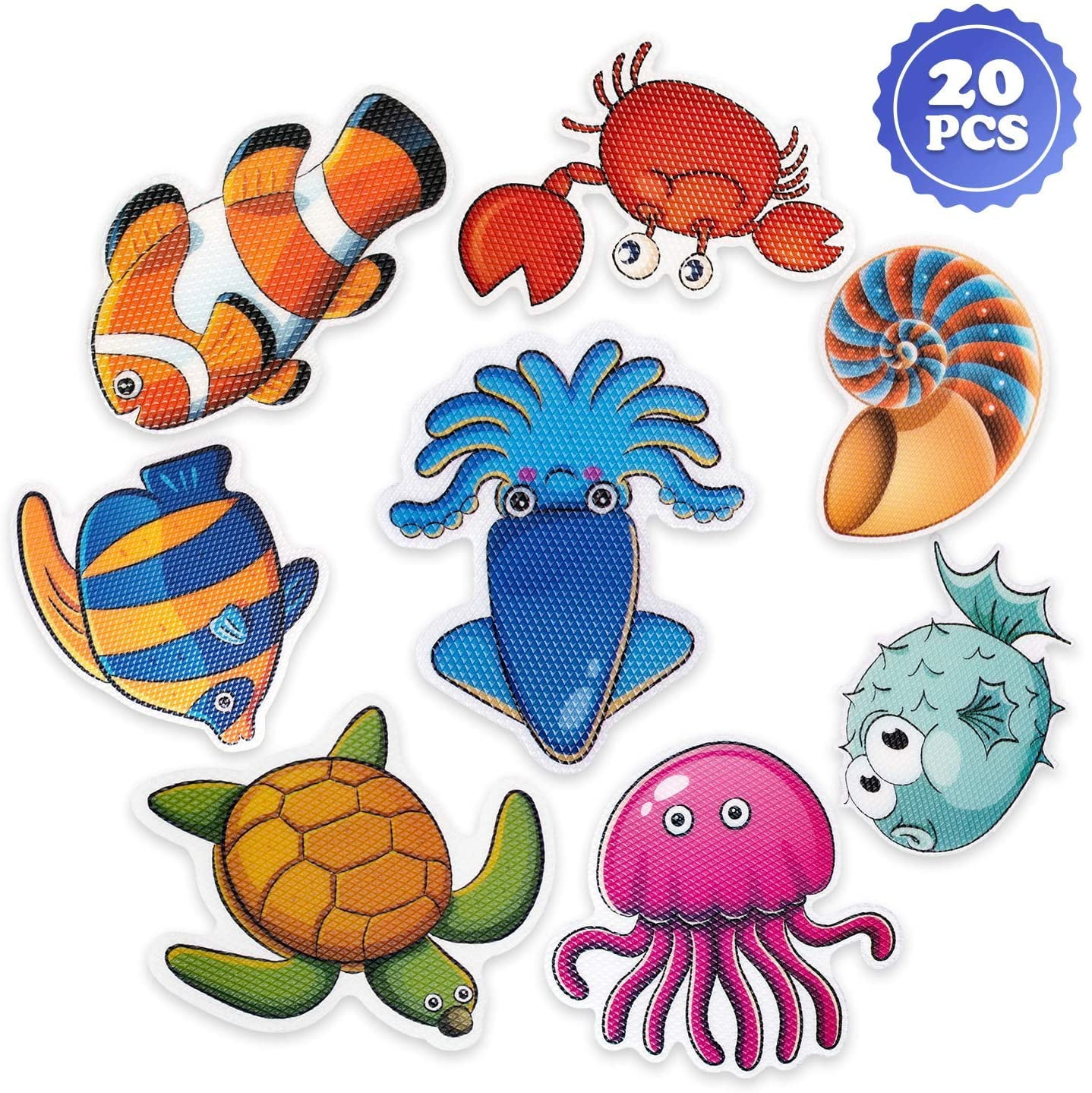 20 PCS Anti Slip Stickers Cute Sea Creature Non Slip Stickers Tub ...