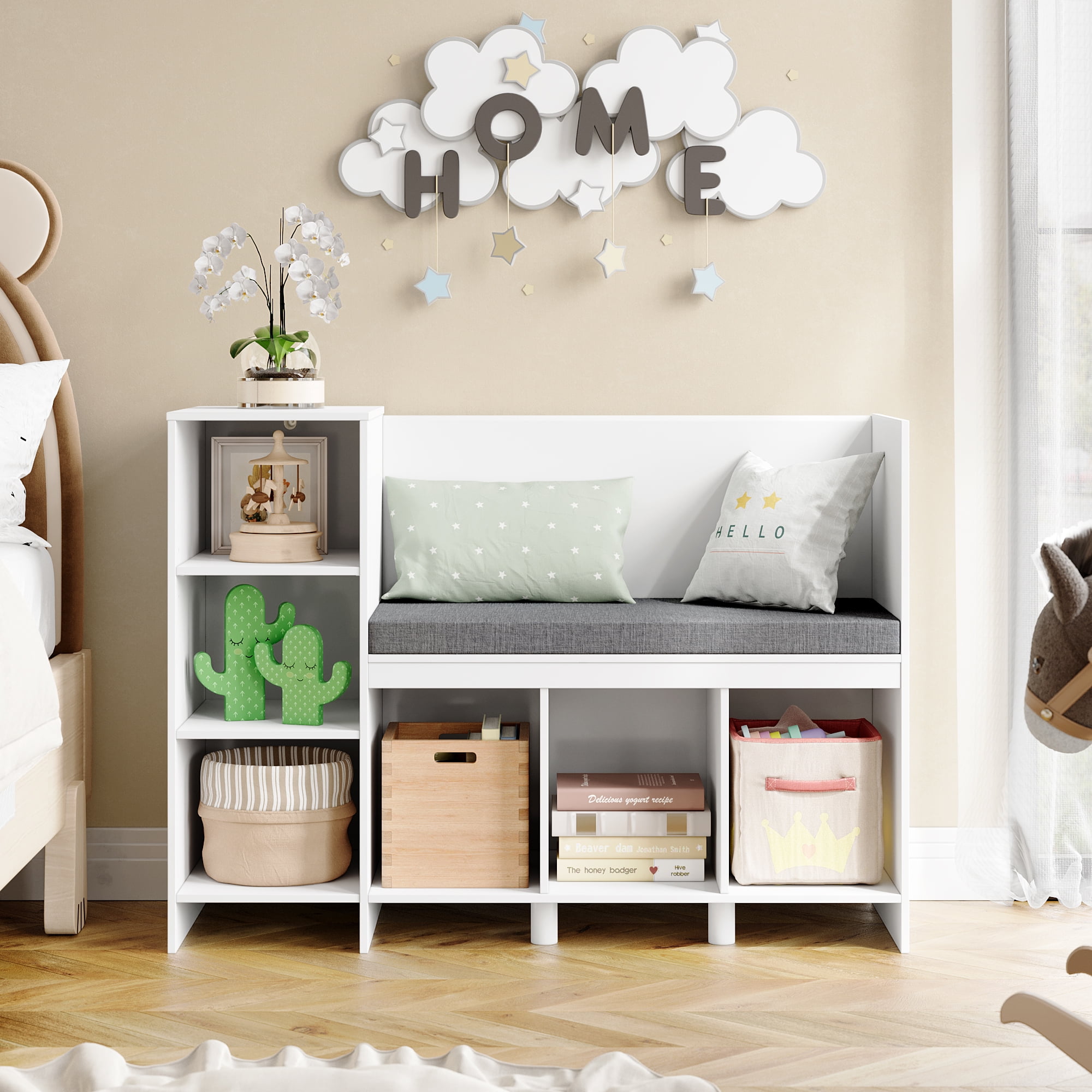 Kids' Reading Nook with Storage Cubbies on Thrifty Babes