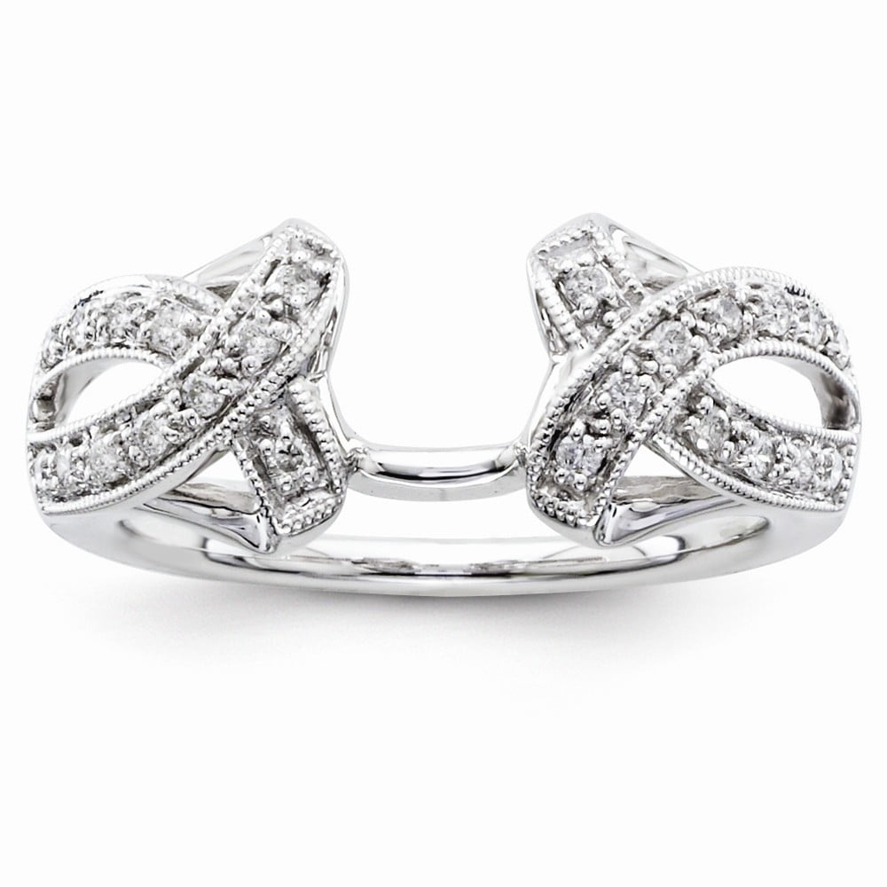 AA Jewels - Solid 14k White Gold Diamond Ring Wrap (9mm) (1/5ct ... AA Jewels - Solid 14k White Gold Diamond Ring Wrap (9mm) (1/5ct ...