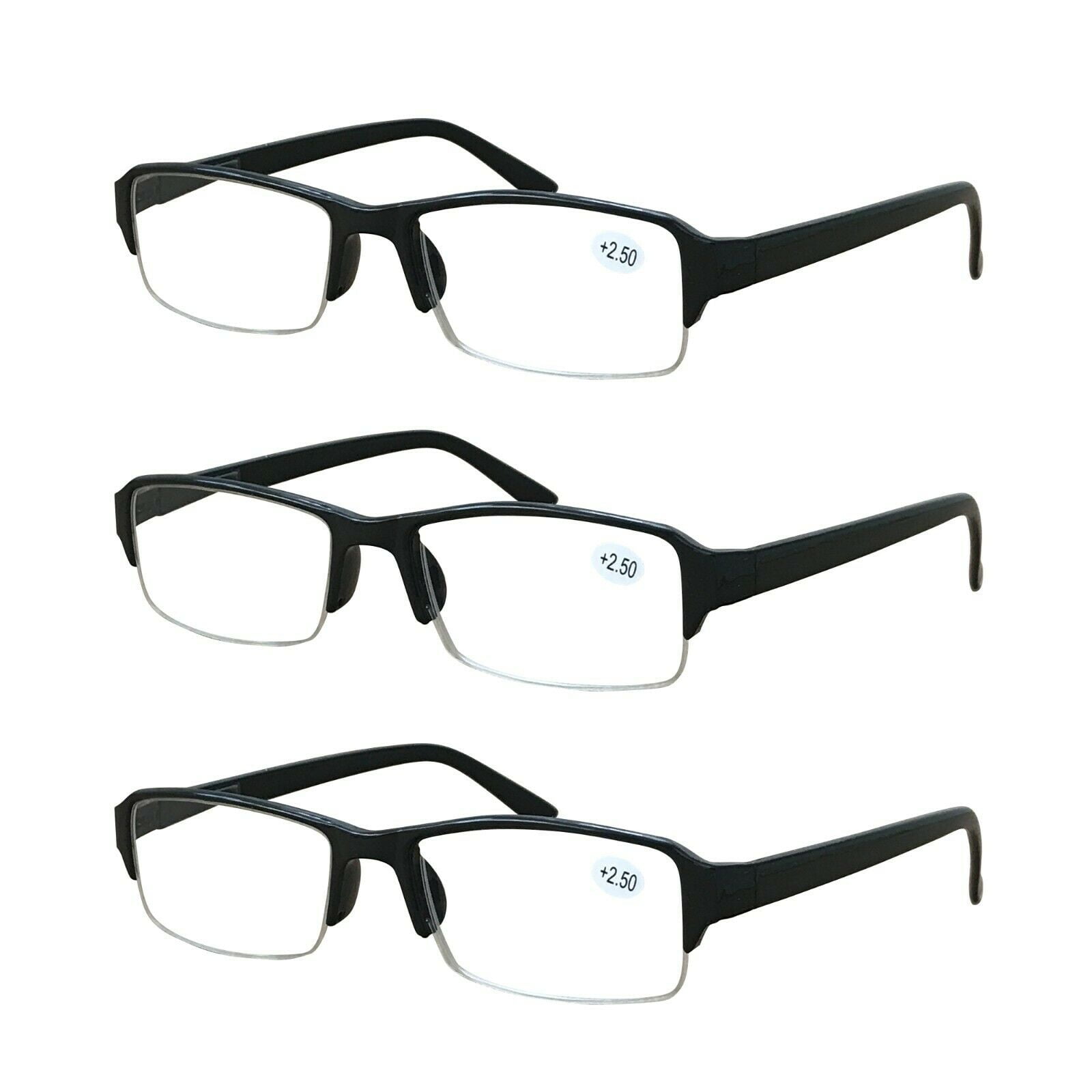 3 Packs Men Women Rectangular Half Frame Blue Light Blocking Reading ...