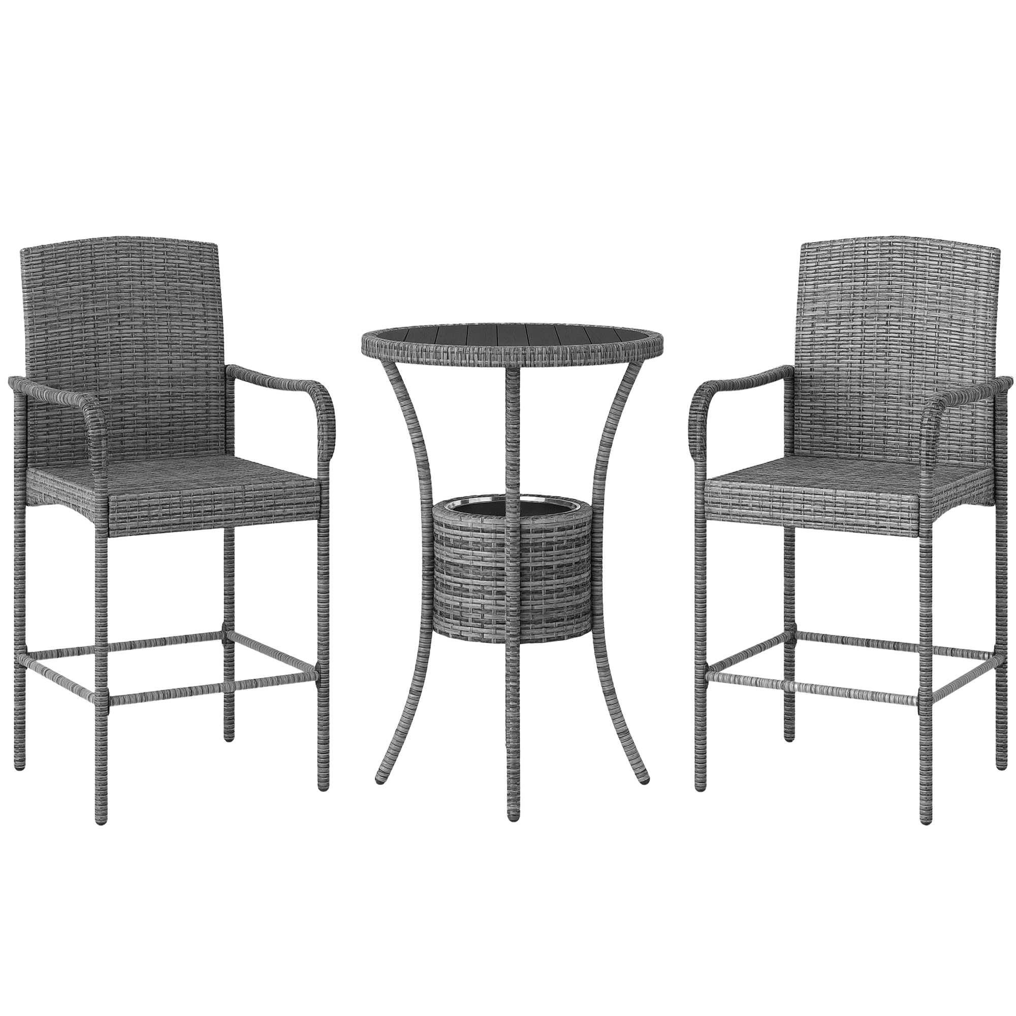 Click here for Outsunny 3 Pieces Patio Bar Set  Rattan Bistro Tab... prices