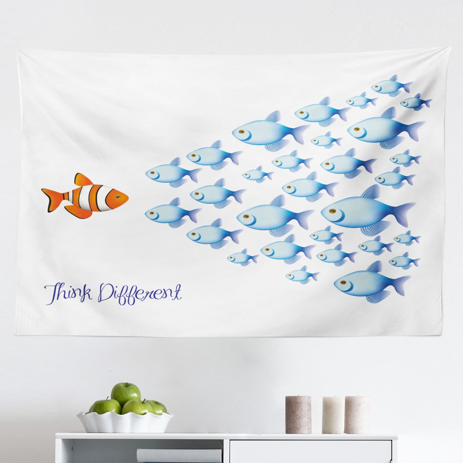 Fish Tapestry, Group of Animals Perch Tuna Pike Flounder Mackerel Trout ...