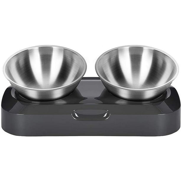 Tilted Cat Food Bowls - Stainless Steel Elevated Stand with 15掳 Slanted ...