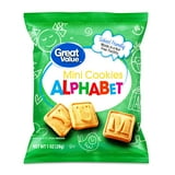 Great Value Mini Alphabet Cookies, 1 oz, 10 Snack Packs, Educational ...