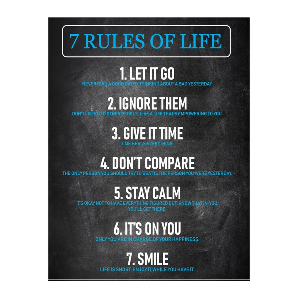 7 Rules of Life | Motivational Poster, Great wall art for home decor ...