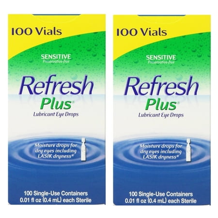 Refresh Plus Lubricant Eye Drops - 100 Single Use Vials (Pack of 2 ...