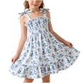 ATOGUTA Girls Floral Dress Blue Sleeveless Sundress Beach Outfits Cute ...