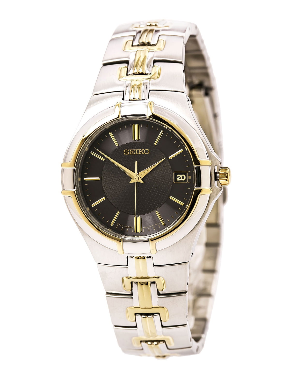 Seiko Men's SGEC68 Two Tone Yellow Gold Dial Steel Bracelet Watch ...