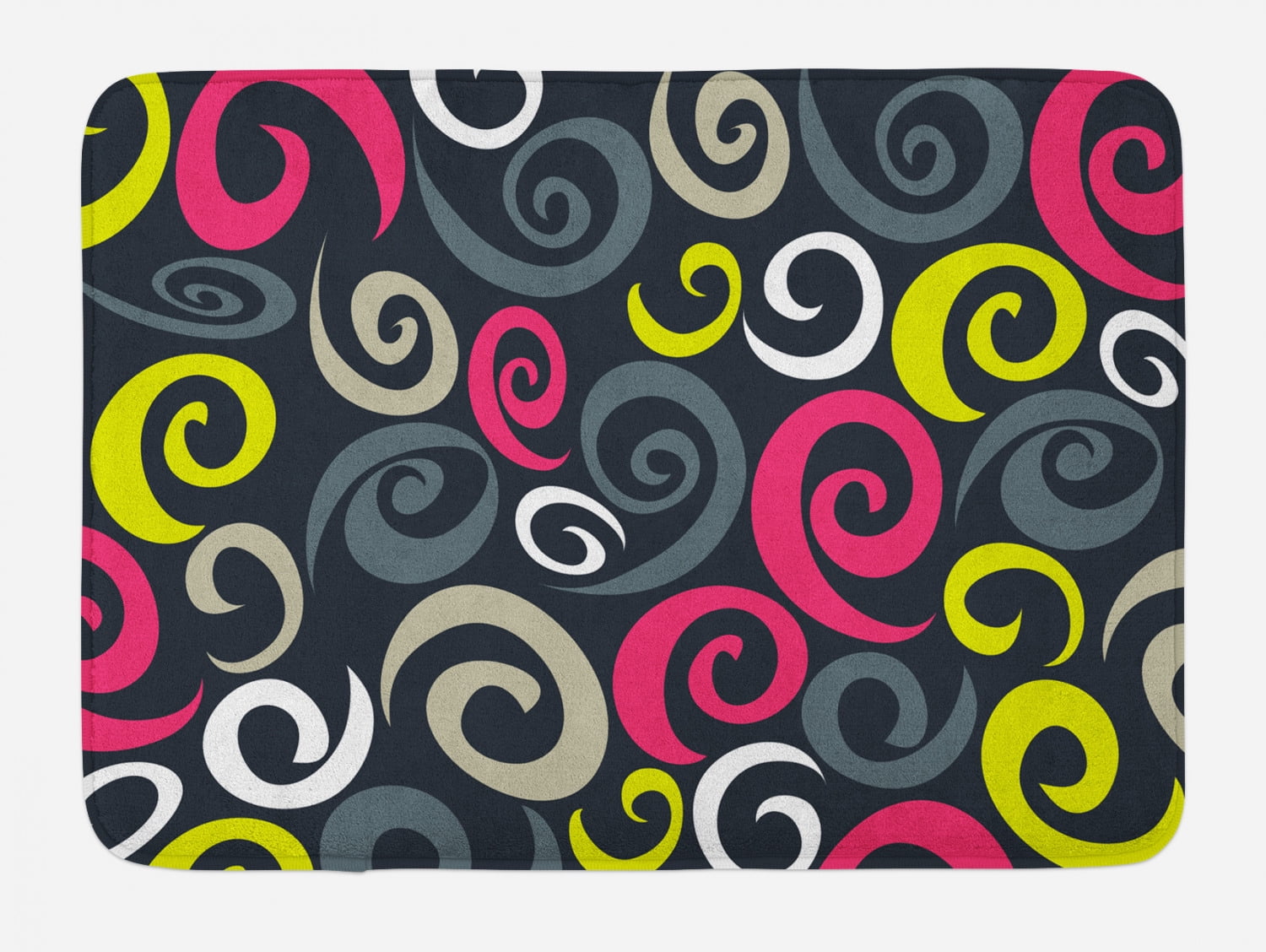 Psychedelic Bath Mat, Vintage Sixties Inspired Swirls on Dark Toned ...