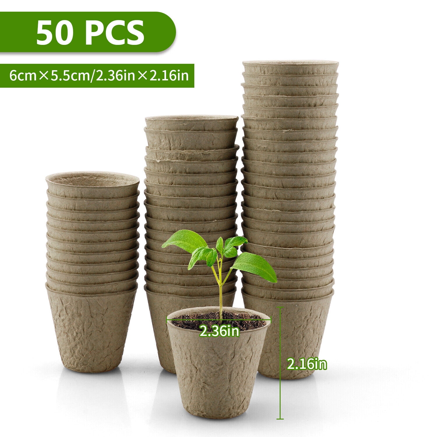 Elegant Choise 50-100PCS Biodegradable Nursery Pots Garden Plant Grow ...