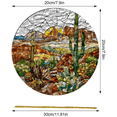 Acrylic Round Hanging Ornament Desert Cactus Stained Glass Style Wall ...