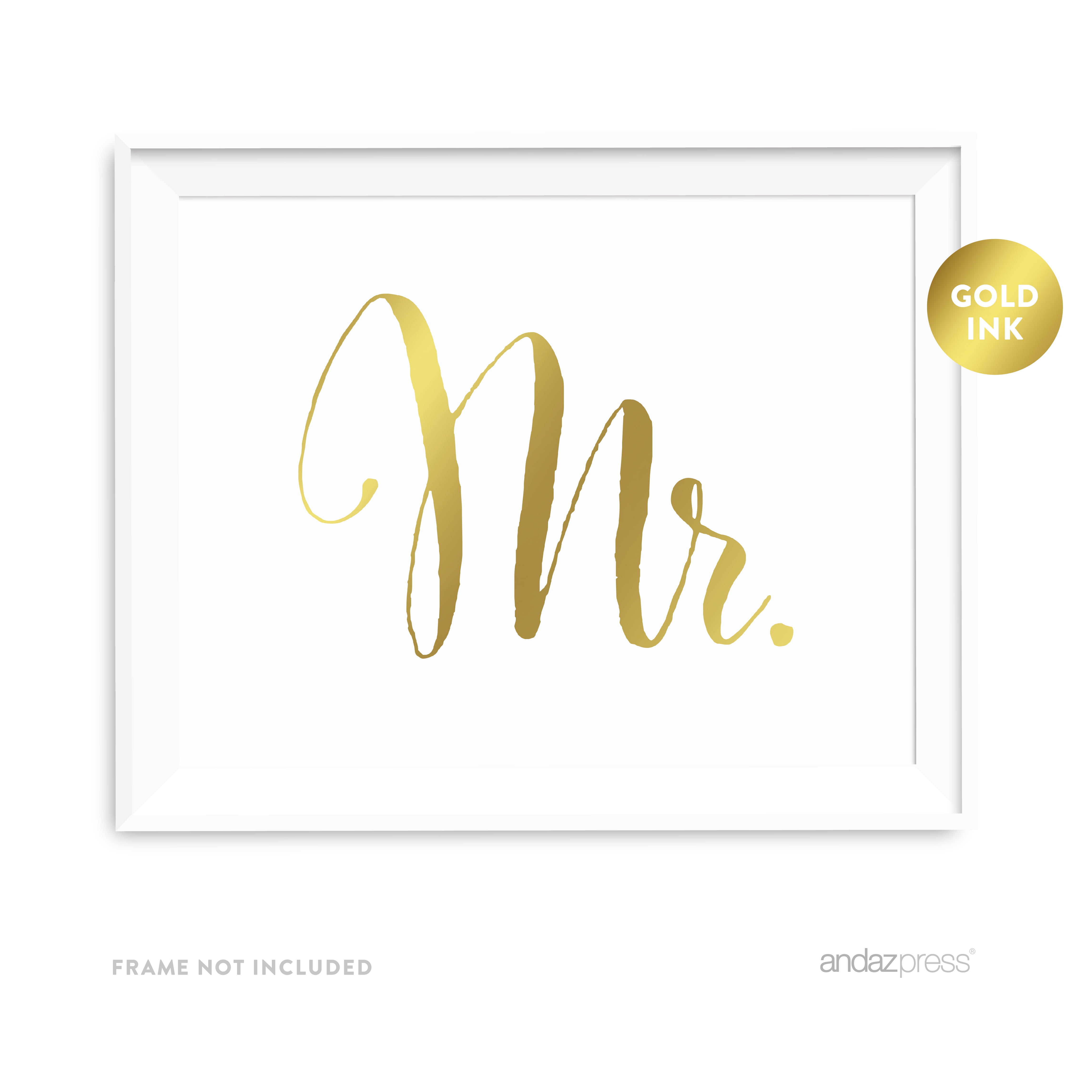 Mr. & Mrs. Gold Metallic Gold Wedding Party Signs, 2-Pack - Walmart.com