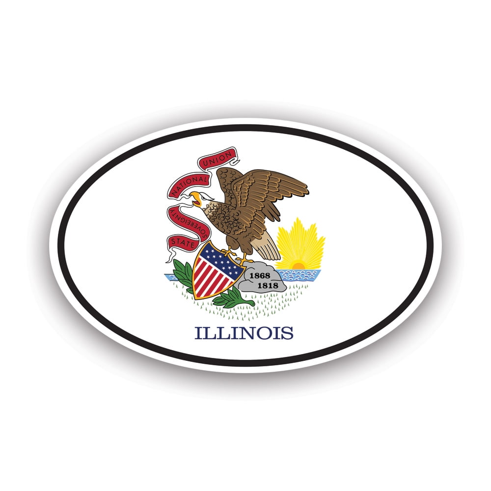 Illinois Flag Oval Sticker Decal - Self Adhesive Vinyl - Weatherproof ...