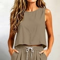 Aezemi Womens Crop Tank Tops, Faux Cotton Linen Summer Beach Sleeveless ...