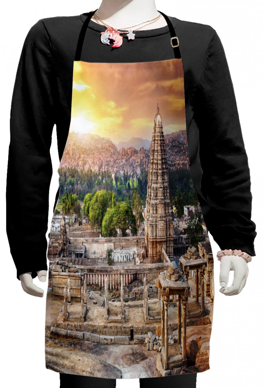 Asian Kids Apron, Viruphaksha Building View up from the Hills Sunset ...