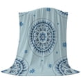Blue Vintage Flower Fleece Throw Blanket Country Tribal Exotic Abstract ...