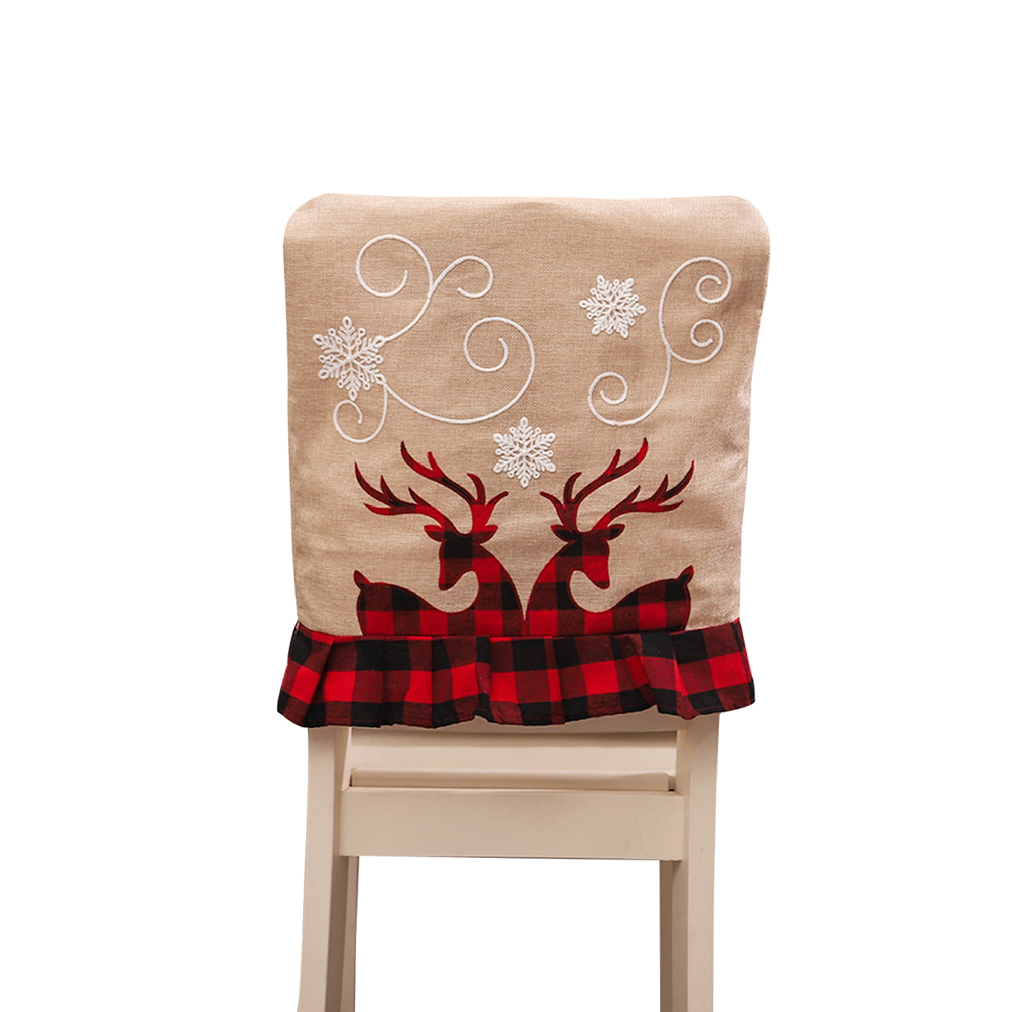 Inevnen Christmas Chair Backrest Covers with Plaid Pattern Holiday ...