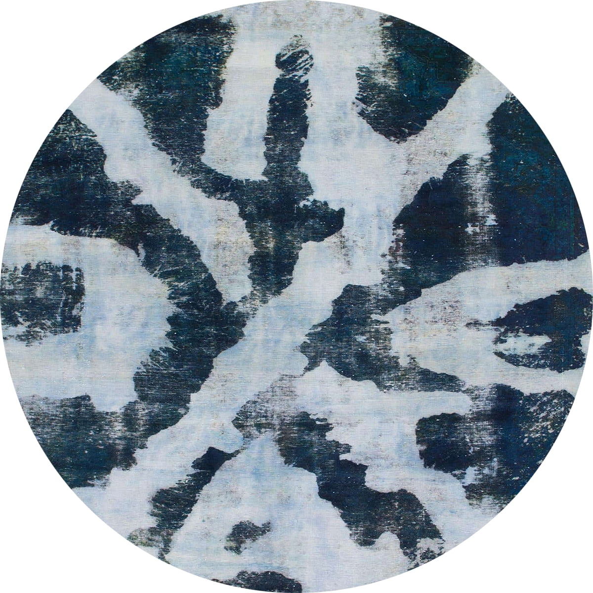 Ahgly Company Indoor Round Abstract Light Steel Blue Abstract Area Rugs ...