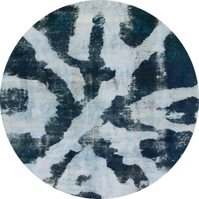 Ahgly Company Indoor Round Abstract Light Steel Blue Abstract Area Rugs ...